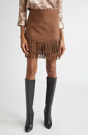 L'Agence Lyle Fringe Mini Skirt