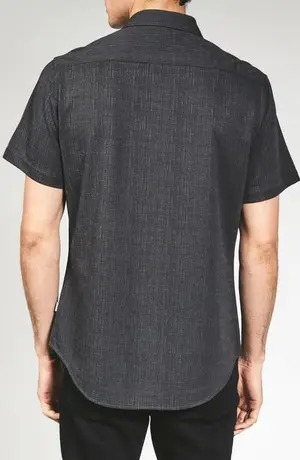 7 Diamonds Camino Short Sleeve Knit Button-up Shirt - Charcoal