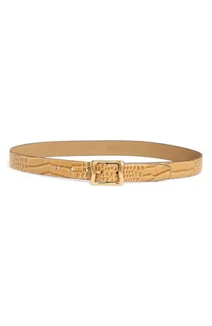Treasure & Bond Croc Embossed Leather Belt - Yellow Gold