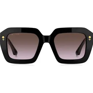 Etro 52mm Rectangular Sunglasses - Black Violet