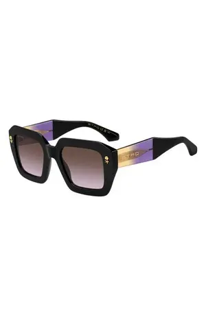 Etro 52mm Rectangular Sunglasses - Black Violet