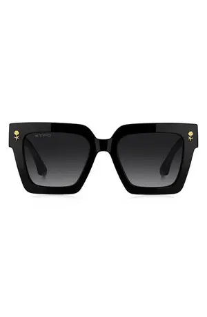 Etro 52mm Square Sunglasses - Black Multi