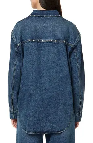 Habitual Studded Denim Shirt Jacket - Lake