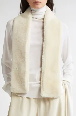 TOTEME Genuine Shearling Tuxedo Scarf - Ecru