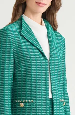 Ming Wang Chain Detail Ottoman Knit Jacket