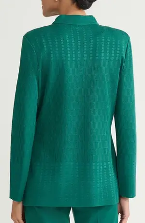 Ming Wang Tonal Multistitch Knit Jacket