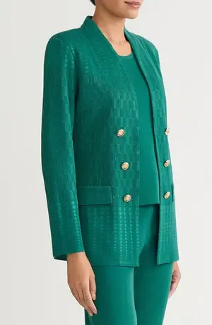 Ming Wang Tonal Multistitch Knit Jacket
