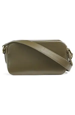 LK BENNETT Perry Logo Leather Camera Bag - Olive