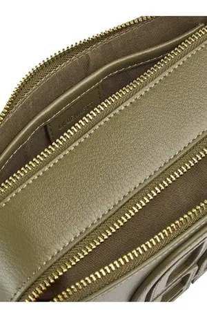 LK BENNETT Perry Logo Leather Camera Bag - Olive