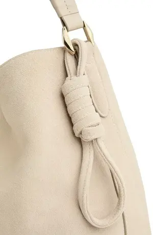 LK BENNETT Lou Lou Wrap Handle Leather Shoulder Bag - Stone