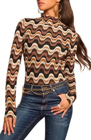 Ramy Brook Prudence Swirl Mock Neck Top