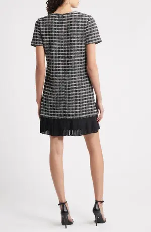 Julia Jordan Pleated Hem Bouclé Minidress