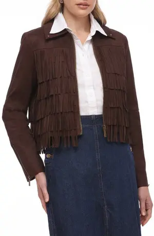 Bagatelle Faux-suede Fringe Jacket
