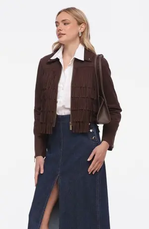 Bagatelle Faux-suede Fringe Jacket