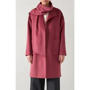 LK BENNETT Merino Wool Scarf Coat - Red