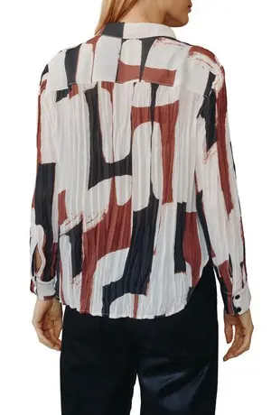 Bella Dahl Art Print Pleated Button-up Shirt