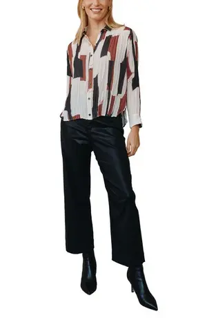 Bella Dahl Art Print Pleated Button-up Shirt