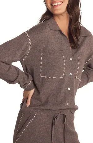 Bella Dahl Whipstitch Button-up Sweater
