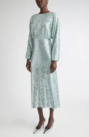 St. John Sequin Stretch Knit Midi Dress