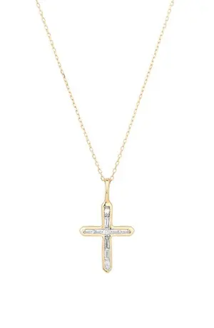Adina Reyter Baguette Diamond Cross Pendant Necklace - 14k Yellow Gold