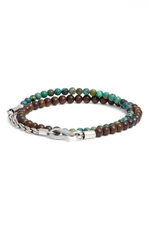 Caputo & Co Artisan Sterling Silver & Bead Double Wrap Bracelet - Turquoise