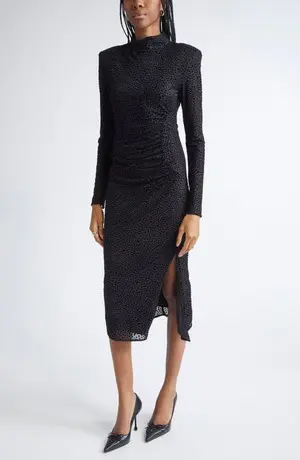 Ramy Brook Eveline Flocked Dot Long Sleeve Dress
