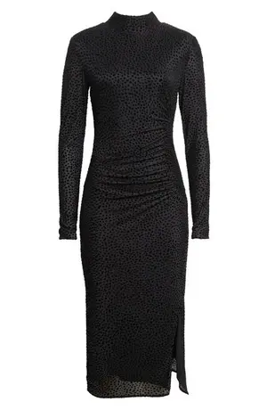 Ramy Brook Eveline Flocked Dot Long Sleeve Dress