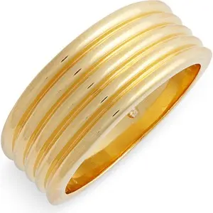 Nordstrom Fine Ribbed Band Ring - 14k Gold Plated