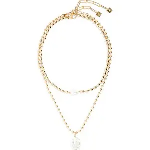 OPEN EDIT Set Of 2 Cultured Pearl Chain Necklaces - White- Gold