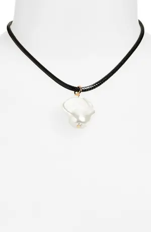 OPEN EDIT Cultured Pearl Pendant Necklace - White- Black- Gold