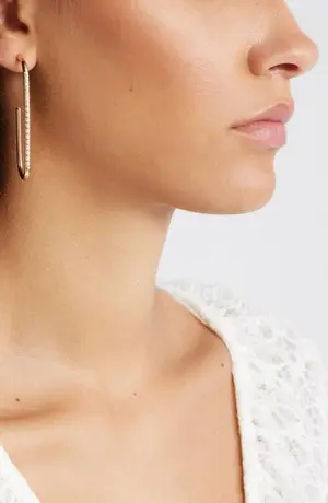 OPEN EDIT Faux Pearl Rectangle Hoop Earrings
