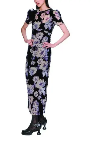 Anna Sui Cabbage Rose Devore Maxi Dress