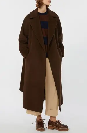 Max Mara Tempera Wool & Alpaca Blend Wrap Coat