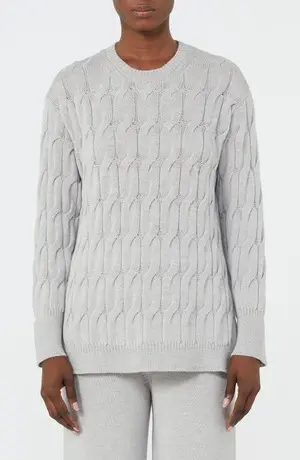 MM BY MAX MARA Cable Stitch Virgin Wool Sweater - Light Grey