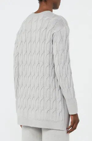 MM BY MAX MARA Cable Stitch Virgin Wool Sweater - Light Grey