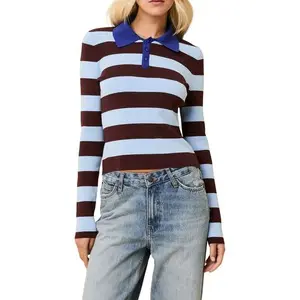 Solid & Striped Debra Rugby Stripe Top - Twilight /raisin Brown