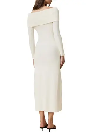 Solid & Striped The Sabrina Off-the-shoulder Long Sleeve Sweater Dress - Brule