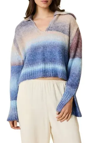 Solid & Striped V Neck Knitwear For Women