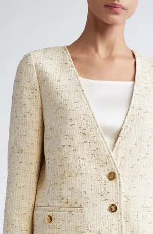 Giambattista Valli V-neck Tweed Crop Jacket