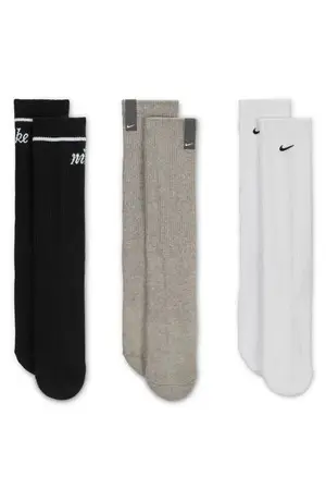 Nike Dri-fit Everyday Plus Cushioned Crew Socks 3 Pack - Black Multi-color