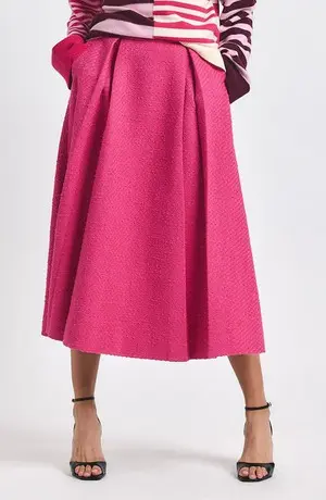 Pink Tweed Midi Skirts