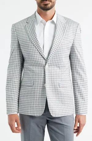 DANIEL HECHTER Modern Fit Gingham Check Stretch Sport Coat