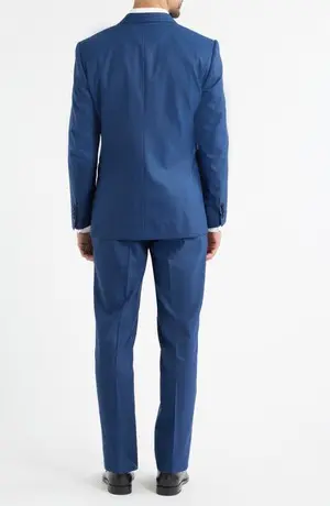 DANIEL HECHTER Modern Fit Medium Blue Textured Wool Blend Suit