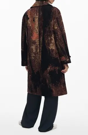 Desigual Marble Print Overcoat