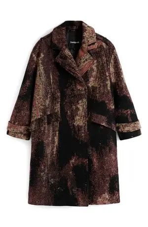 Desigual Marble Print Overcoat