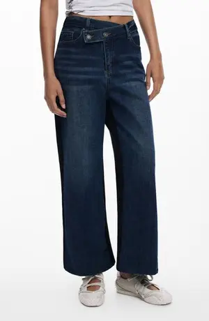 Desigual Crossover Waist Wide-leg Jeans