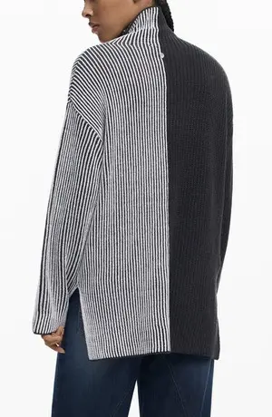 Desigual Color Block Turtleneck Sweater
