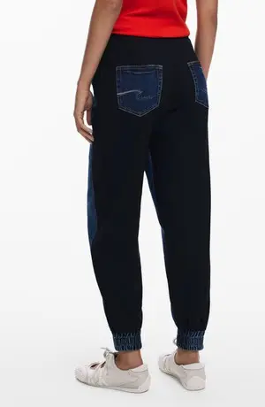 Desigual Mixed Media Denim Joggers