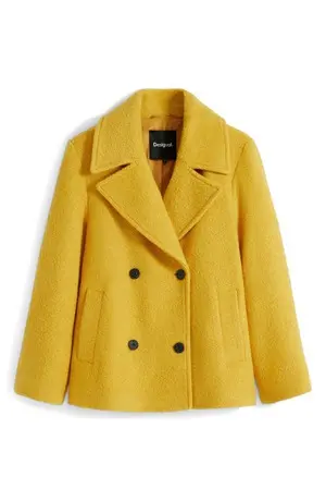 Desigual Double-breasted Coat - Yellow