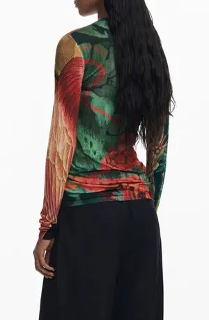 Desigual Printed Mock Neck Pullover